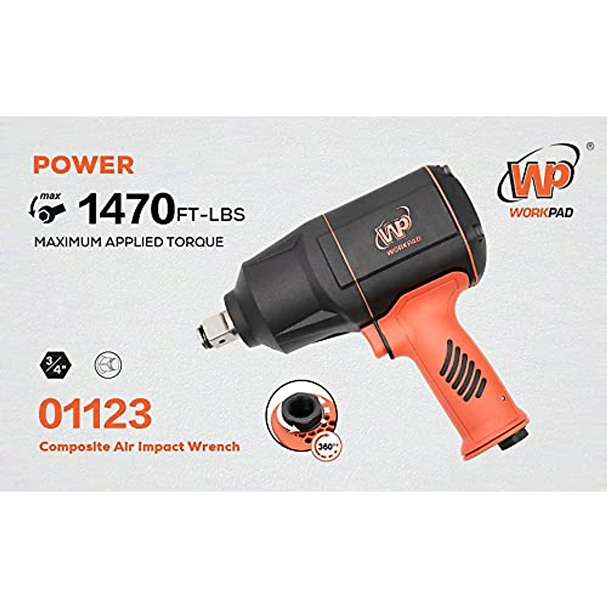 WORKPAD 3/4-Inch Composite Air Impact Wrench with Twin Hammers, Pneumatic Tools