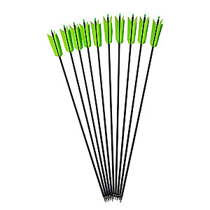 SHARROW 12 Pcs 30Inch Archery Flu Flu Arrow 400 Spine Carbon Arrow Target Practice Arrow with 4 Pcs Feather (Green)
