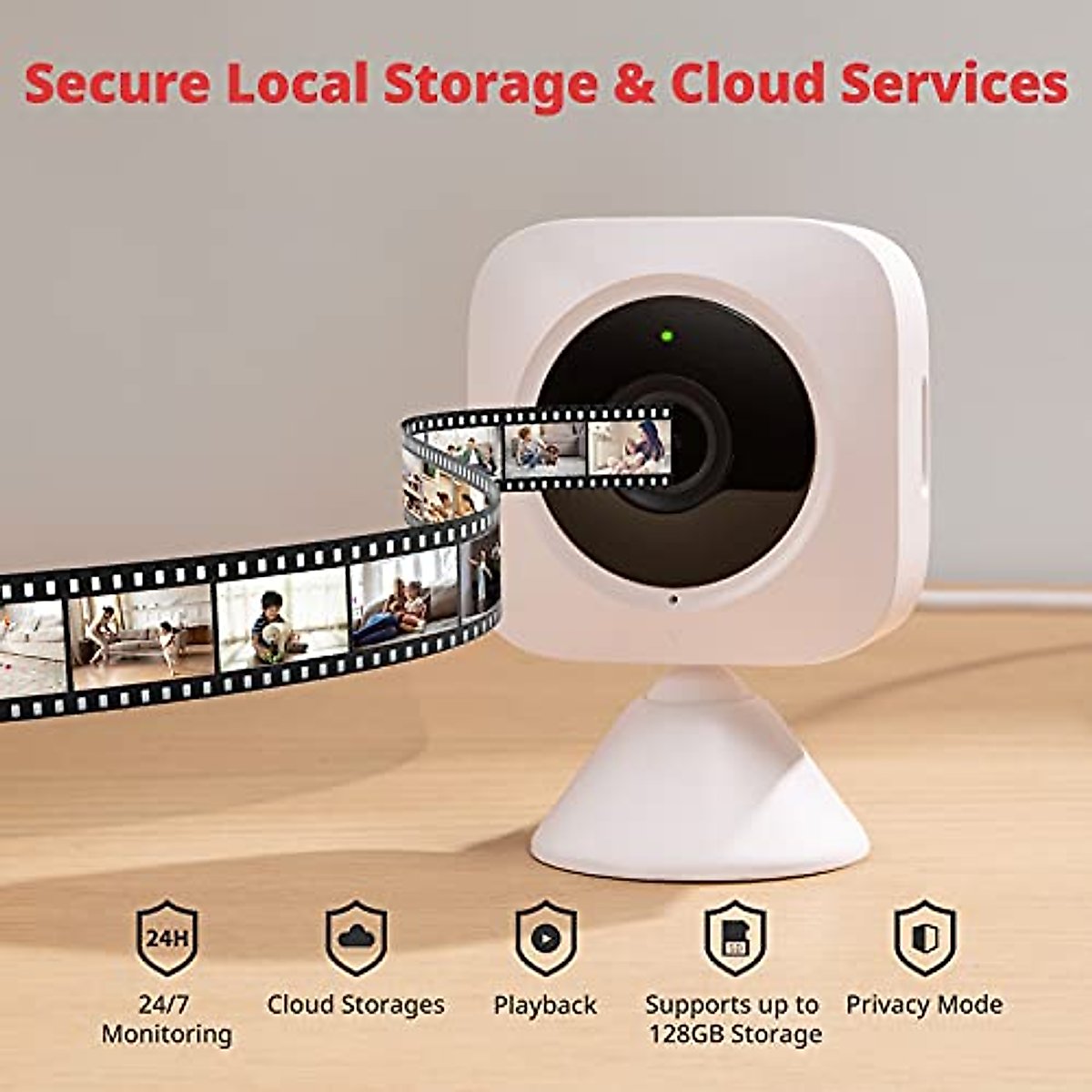 SwitchBot Security Indoor Camera, Motion Detection for Baby Monitor 1080P Smart Surveillance WiFi(2.4Ghz) Pet Camera for Home Security with Night Vision, Two-Way Audio, Works with Alexa
