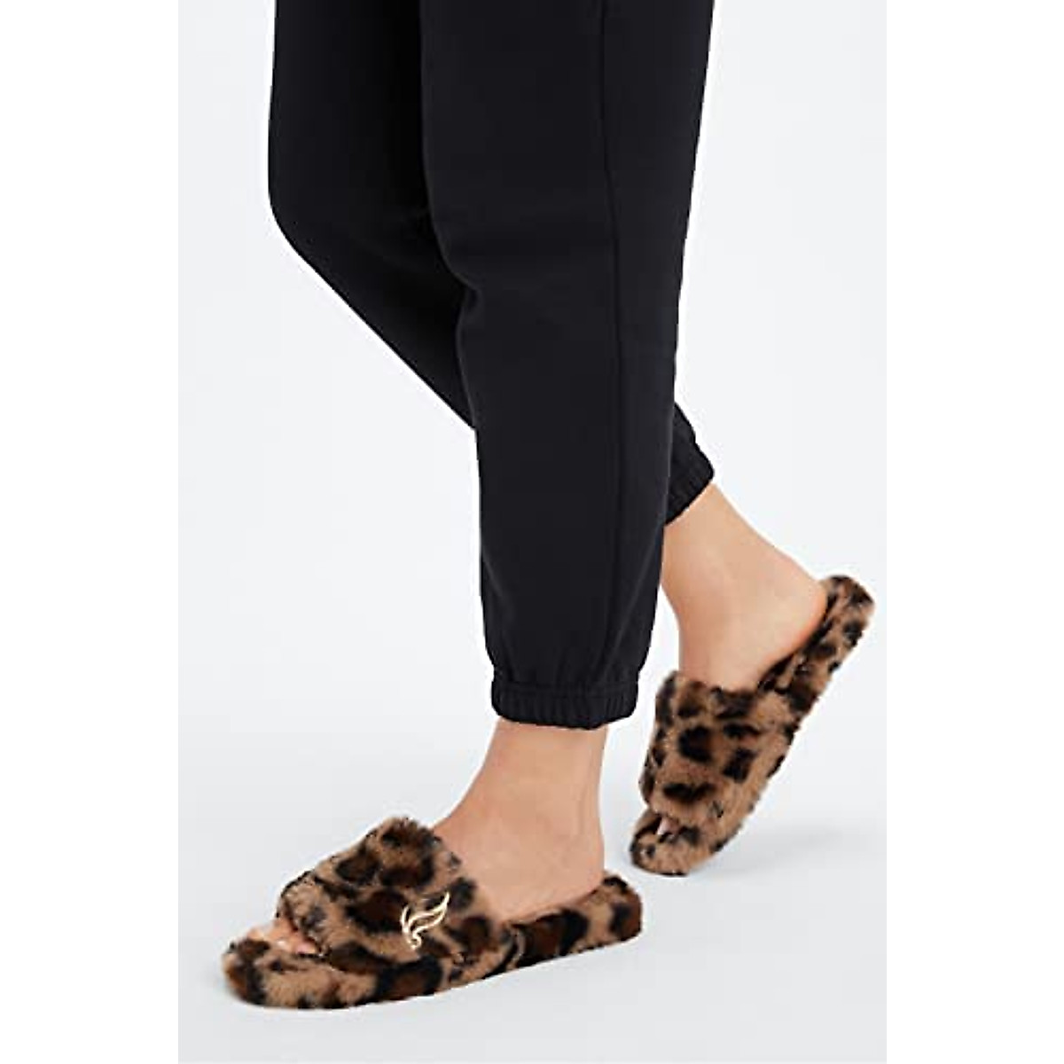 Fabletics Women's Fur Slipper, 8, Leopard