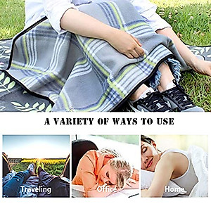 forestfish Portable Travel Blanket Airplane Compact with Bag, Fleece Throw Blanket Cozy Soft for Camping Train 60" x 40", Plaid