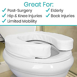 Vive Toilet Seat Cushion (Soft Cushioned Foam) - Easy Clean Soft Padded Bathroom Attachment - Elongated, Standard Seats - Comfort and Support Donut for Handicap, Adults, Coccyx Tailbone Pain Relief