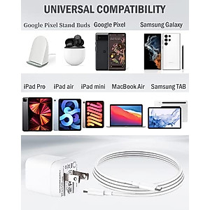 30W USB-C Charger for Google Pixel 6/7 with 6.6Ft Cable - GaN III Foldable Portable Fast Charging for Google Pixel 7/7 Pro/6/6 Pro/5/5 Pro, Pixel Buds, Pixel Stand and More
