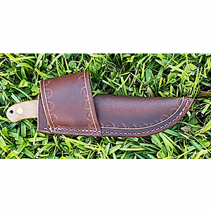 Coast Leathers Handmade Leather Knife Sheath for Buck Small Selkirk 853 & Schrade PH1, Cross Draw Knife Holster, Leather Knife Holder (Brown)