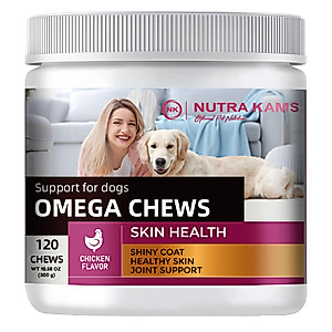 Nutra Kams Skin and Coat with Joint Support for Dogs, Chicken Flavor, 120 Chews, 10.58 oz,