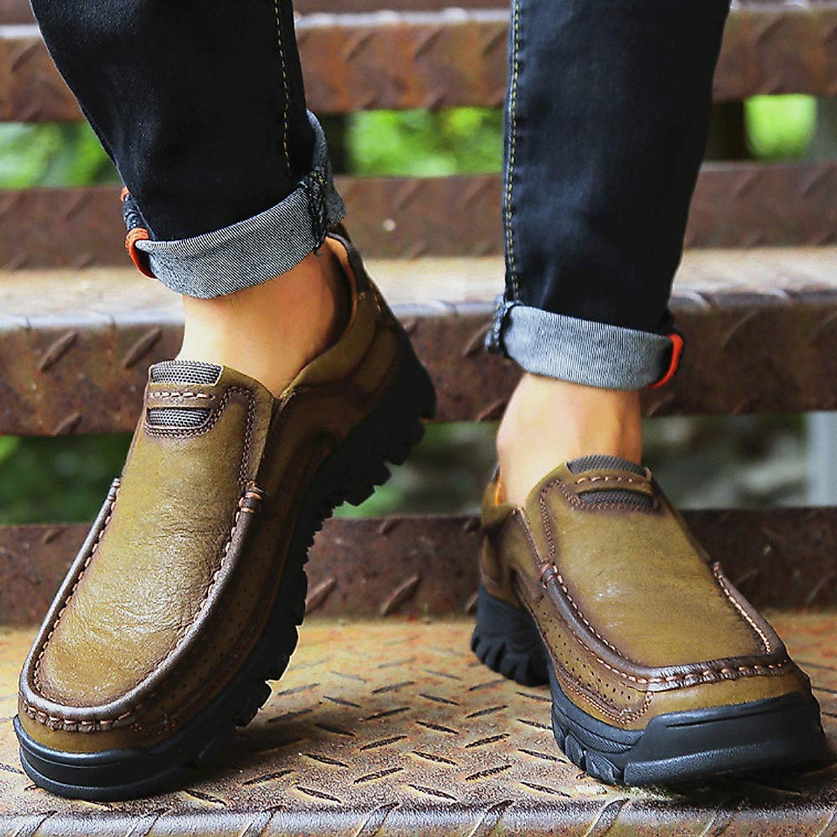 ALITIKAVIC Mens Slip On Casual Shoes Leather Comfortable Walking Loafers