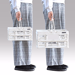 ZHJINGYU crates for storage,plastic baskets for organizing,Plastic Storage Crate,Foldable Milk crate with Handles,collapsible storage crate,car basket,for Kitchen,Bathroom,Medicine