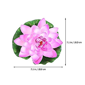 Lotus Flower 6pcs Floating Lotus Flowers Artificial Plastic Lotus Flower with Water Lily Pads Fake Plant Flower Aquarium Garden Water Pond Decoration Pink Pool Lilly Pad