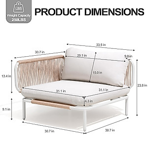 VredHom Oversized Patio Loveseat, Patio Furniture Couch with Removable Cushions, Outdoor Modern Loveseat for Patio, Garden, Lawn, Beige