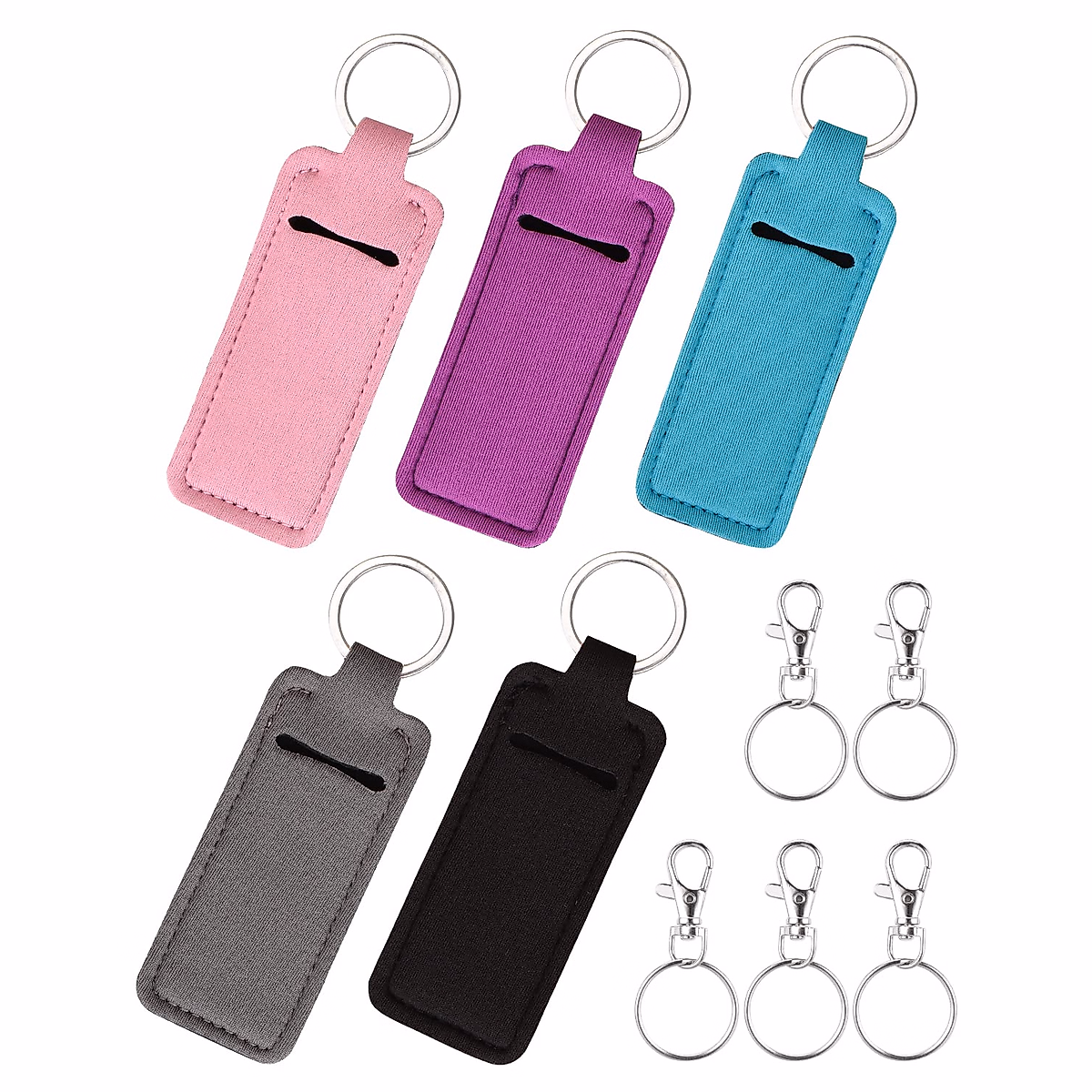 Meiiy Lip Balm Sleeve Pouch Chapstick Holder With Clip Lipstick Lip Gloss Holder Stocking Stuffers Gift for Women (5pcs)