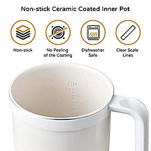 OCTAVO 2 Cup Rice Cooker Mini Small Size 5 Preset Function with 4/6/8 Delay Timer, 1.0L Rice Cooker with Portable Handle, Simplicity Glass Lid Small Rice Cooker for 1-2 People, Personal Rice maker