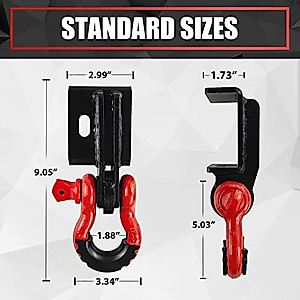 VIAGL Front Demon Tow Hook Bracket with 3/4" Shackle Fit for Toyota Tacoma 2009-2023