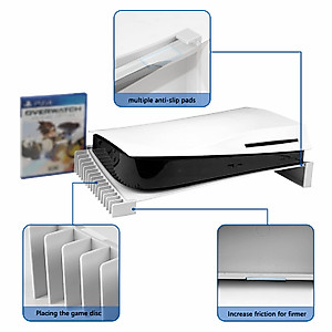 Geekria Horizontal Stand Compatible with PS5 Console, PS5 Accessories Base Holder Compatible with PS5 Digital & Disc Editions, PS5 Stand, PS5 Console Stand (White)