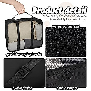 16 Set Packing Cubes Luggage Organizer Bags Travel Suitcases Organizers Luggage Cubes with Toiletry Bag and Shoes Bag (Black, Beige)