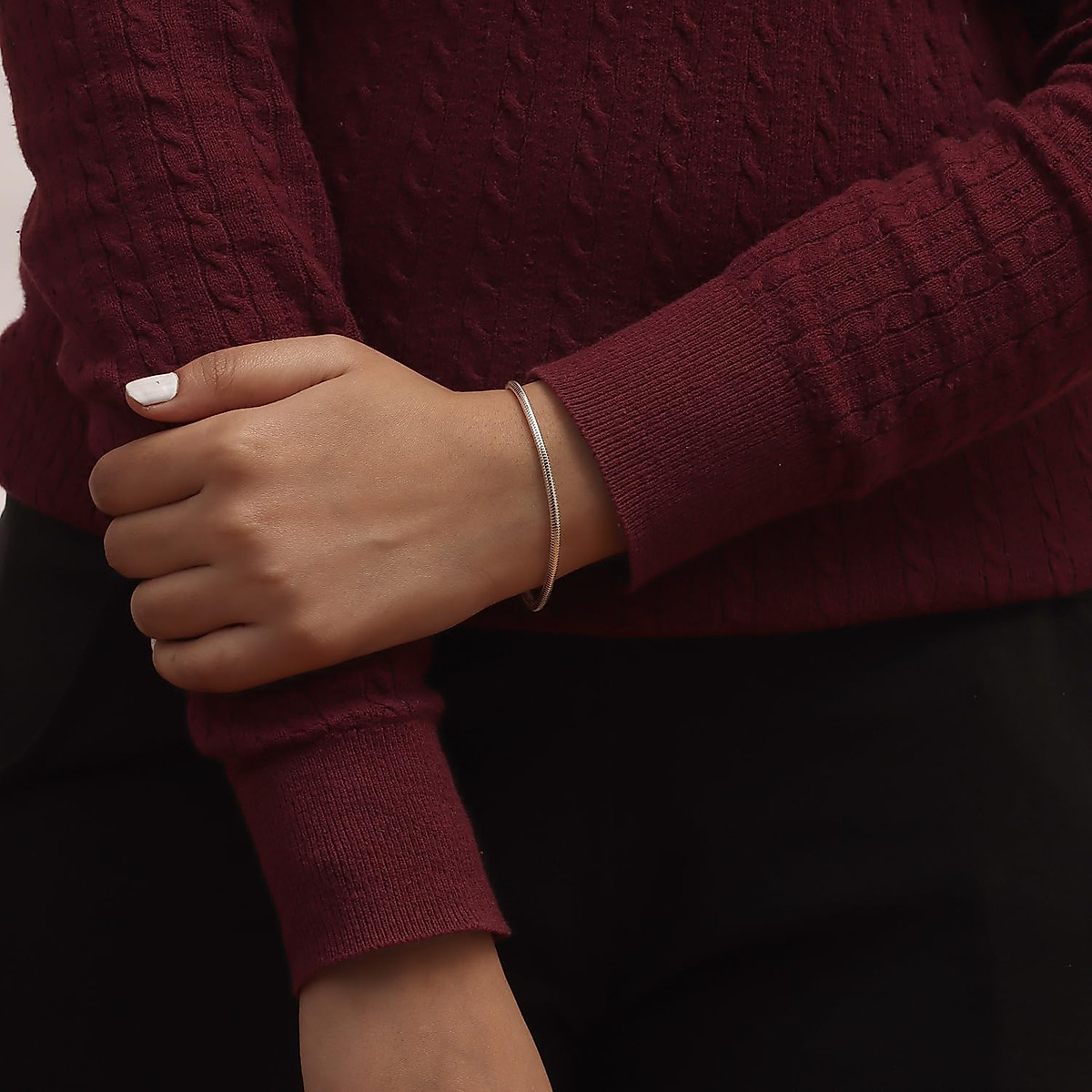 LeCalla Solid 925 Sterling Silver Italian 3 MM Snake-Chain Bracelet for Teen and Women 6.5 Inches