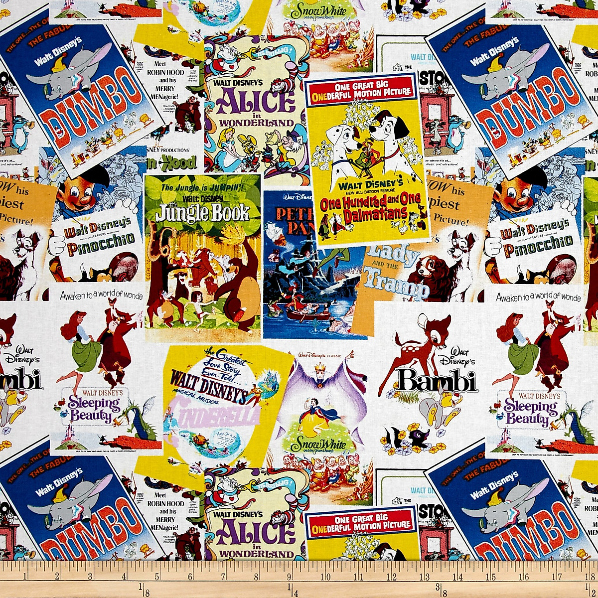 E. E. Schenck Disney Posters The Greatest Love Story Ever Told Multi Quilt Fabric By The Yard, Multicolor