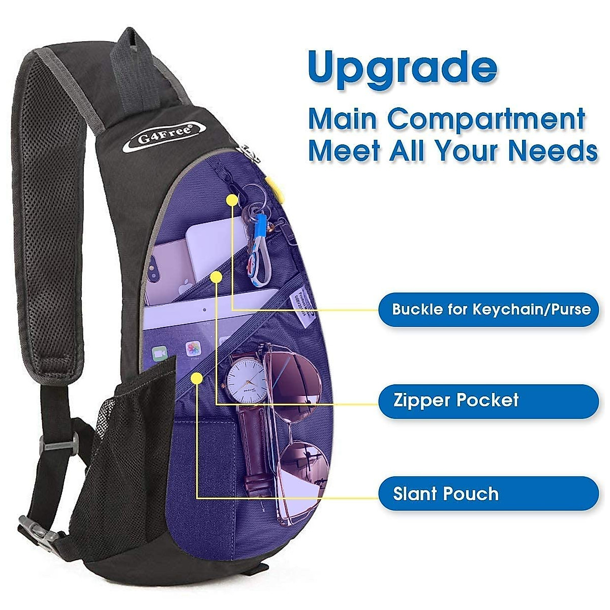 G4Free Sling Bags Chest Backpack For Man + RFID Multipurpose Left Right Sling Backpack For Cycling Hiking