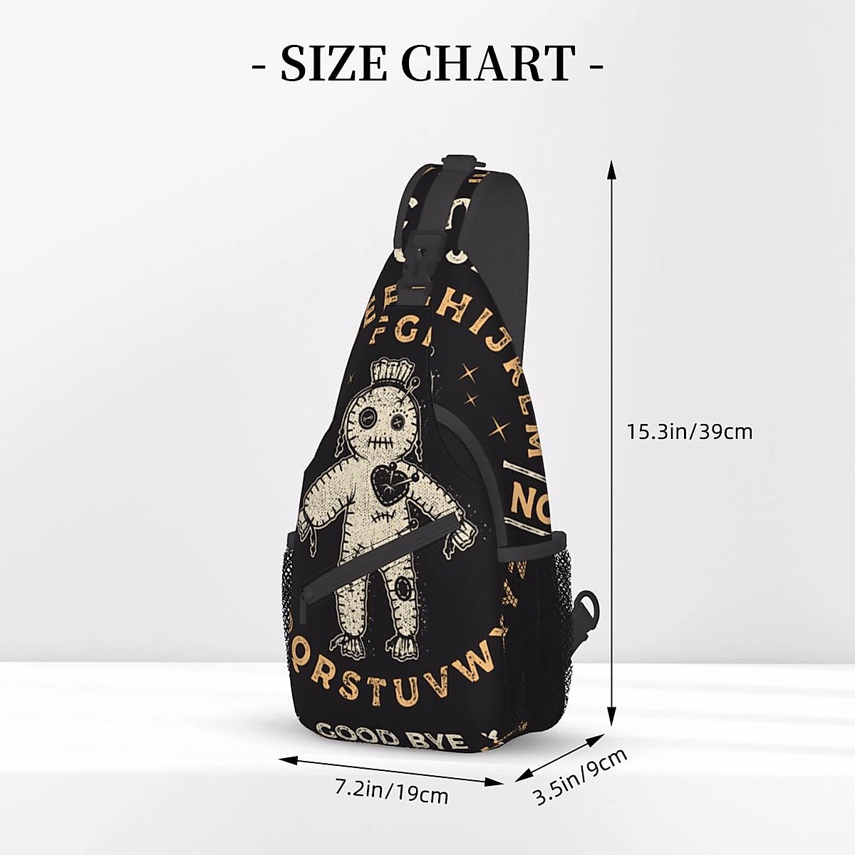 Wulilenxue Ouija Board with Voodoo Doll Occultism Set Sling Backpack, Crossbody Triangle Sling Bag Casual Chest Bags, Travel Hiking Daypack for Men Women Shoulder Bag