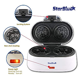 Double Waffle Bowl Maker by StarBlue - White - Make bowl shapes Belgian waffles in minutes | Best for serving ice cream and fruit | Gift ideas 110V 50/60Hz 1200W