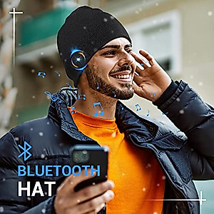 Stocking Stuffers for Men Women Bluetooth Beanie Hat with Headphones, Christmas Tech Gifts for Teen Boys Girls Teenagers Boyfriend Brother, Birthday Presents Unique Gift Idea for Men Dad Husband Him