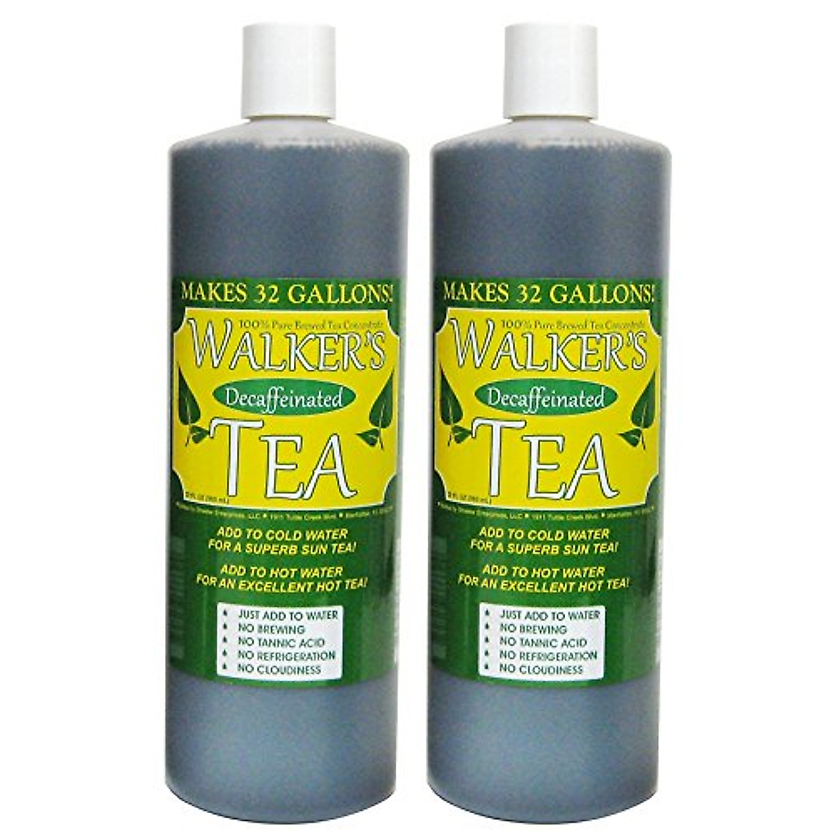 Walkers Liquid Tea Concentrate Without Caffeine- 64 ounces total (pack of 2 - 32 ounce bottles) Makes 64 Gallons