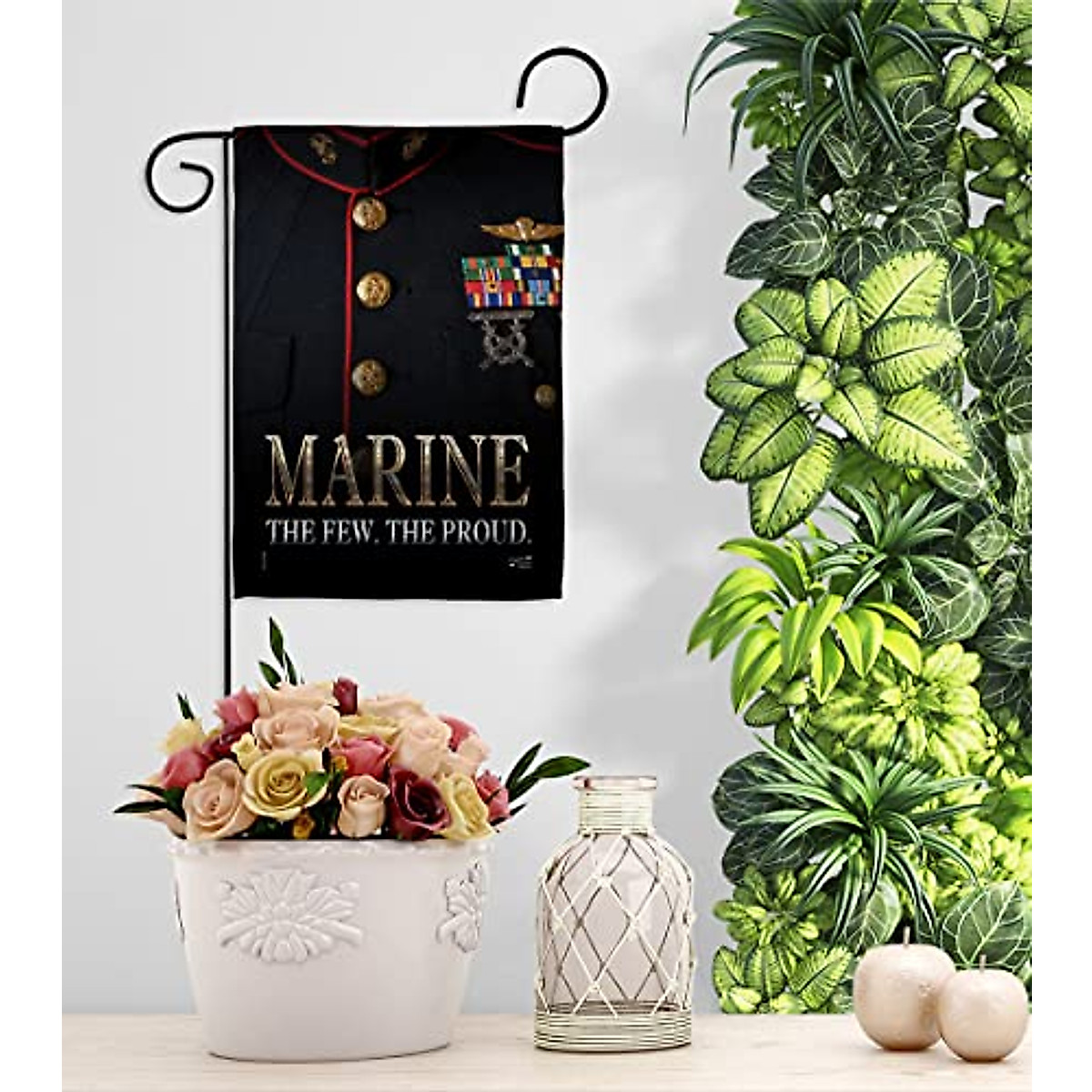 Dress Blue Marine Garden Flag - Set Mailbox Hanger Armed Forces Corps USMC Semper Fi United State American Military Veteran Retire Official - House Banner Small Yard Gift Double-Sided 13 X 18.5