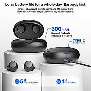 SUPFINE Wireless Earbuds, Bluetooth 5.3 Ear Buds with Charging Case,True Wireless in-Ear Touch Control Earbuds Immersive Sound Premium Deep Bass Earphones for Android&iPhone,Black