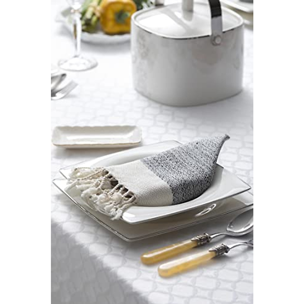 Smyrna Original Turkish Cloth Napkins Set of 6 | 100% Cotton, 18 x 18 Inches | Decorative Boho Table Napkins for Dining Table | Versatile Farmhouse Cloth Napkin for Dinner, Wedding and Parties (Gray)