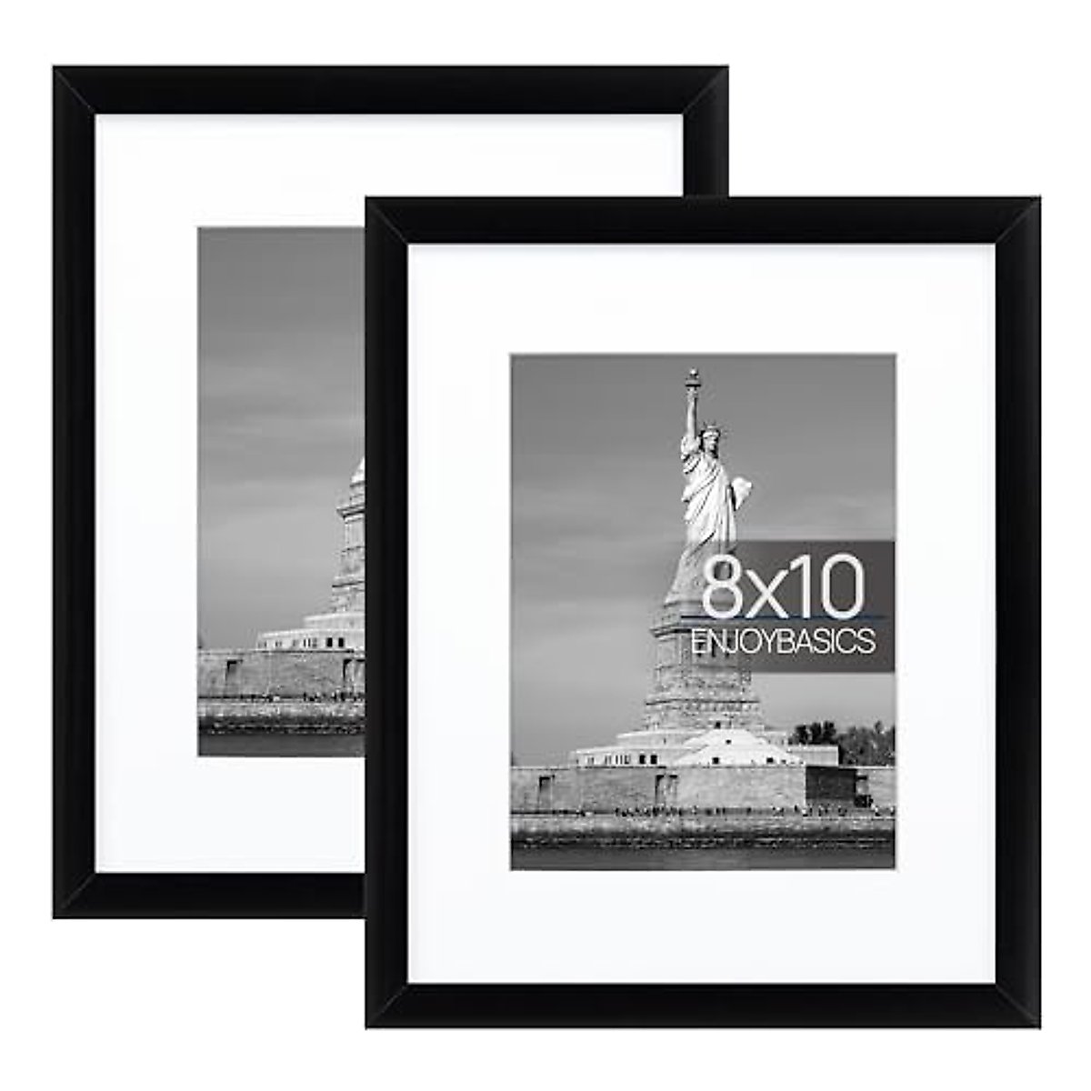 ENJOYBASICS 8x10 Picture Frame, Display Poster 5x7 with Mat or 8x10 Without Mat, Wall Gallery Photo Frames, Black, 2 Pack