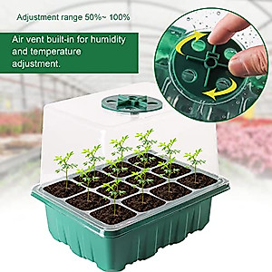 Cookmaster Seed Starter Tray, 6 Pack Seed Starter Kits with Grow Light, Seedling Trays with Humidity Domes, Indoor Gardening Plant Germination Trays, Covers Height 3.9", (12 Cells per Tray)