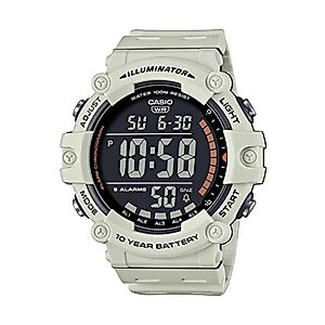 Casio Illuminator 10-Year Battery LED Back Light 5-Alarm Chronograph Digital Watch AE1500WH-8B2V