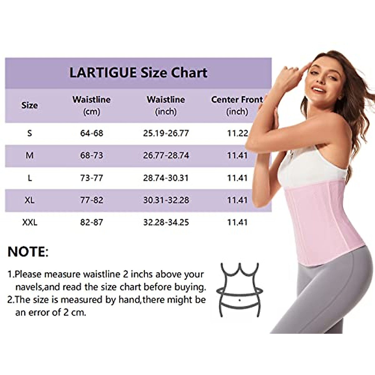LARTIGUE Latex Waist Trainer for Women 25 Steel Boned 3 Hook Hourglass Body Shaper Corsets Cincher,Pink S