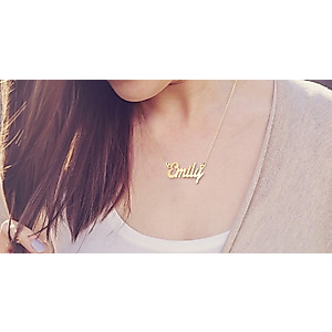 TSD Sterling Silver Personalized Name Necklace with a 16" Chain in Glamorous Font by JEWLR…