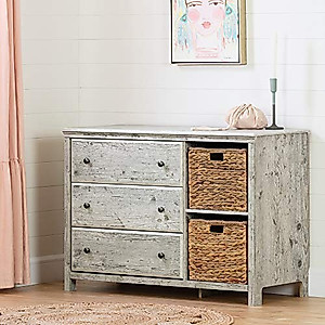 South Shore Cotton Candy 3-Drawer Dresser with Baskets-Seaside Pine