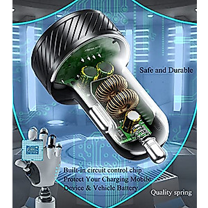 Car Charger, BRCOVAN Dual QC3.0 Port USB Car Charger Adapter, 36W 3A Fast Charge Car Phone Charger with Touch Switch & Blue LED