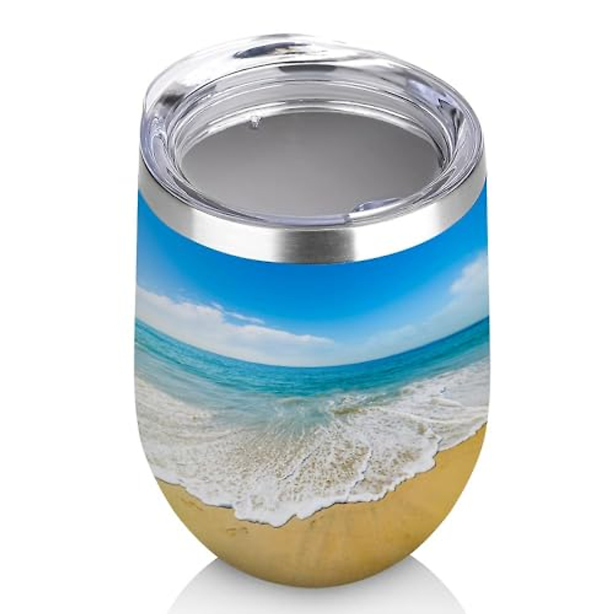 silichee 12 Oz Stainless Steel Insulated Tumblers with Lid Golden Shore in Pacific Beach California Insulated Tumblers Vacuum Coffee Mugs for Cold and Hot Drinks,Coffee,Wine