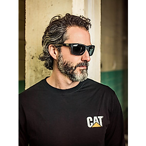 Caterpillar Men's Coder Polarized Sunglasses Square, Rubberized Matte Black, 60 mm