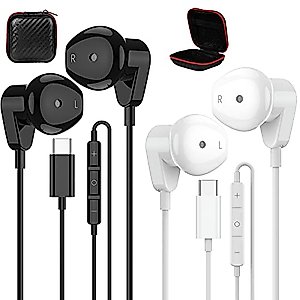 APETOO USB Type C Semi-in-Ear Headphones Black and White