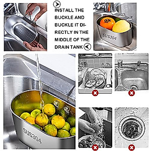 Multifunction Sink Drain Strainer Basket, Stainless Steel Sink Drain Strainer Basket Kitchen Food Catcher for Filter Kitchen Waste and Wash Vegetables