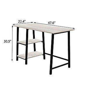 DORAFAIR Computer Desk Modern Gaming Computer Desk Home Office Study Desk Modern Student Writing Table Small Office Desk Gaming Workstation, 47.6" L x 22.4" W x 30.5" H, White