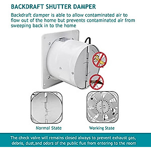 Nalle 8 inch Exhaust Fan 80W 500CFM Through-wall installation Ventilation Fans 110V Exhaust Smoke Fan with Power Cord for Kitchen,Bathroom,laundry room,Garage (white)