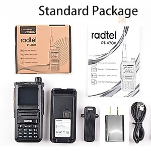 Radtel RT-470X Tri-Band Ham Radio Walkie Talkies 256CH Aviation Air Band Two Way Radio NOAA Police Scanner Marine UHF VHF Long Range Handheld Transceiver USB-C, Wireless Copy Frequency
