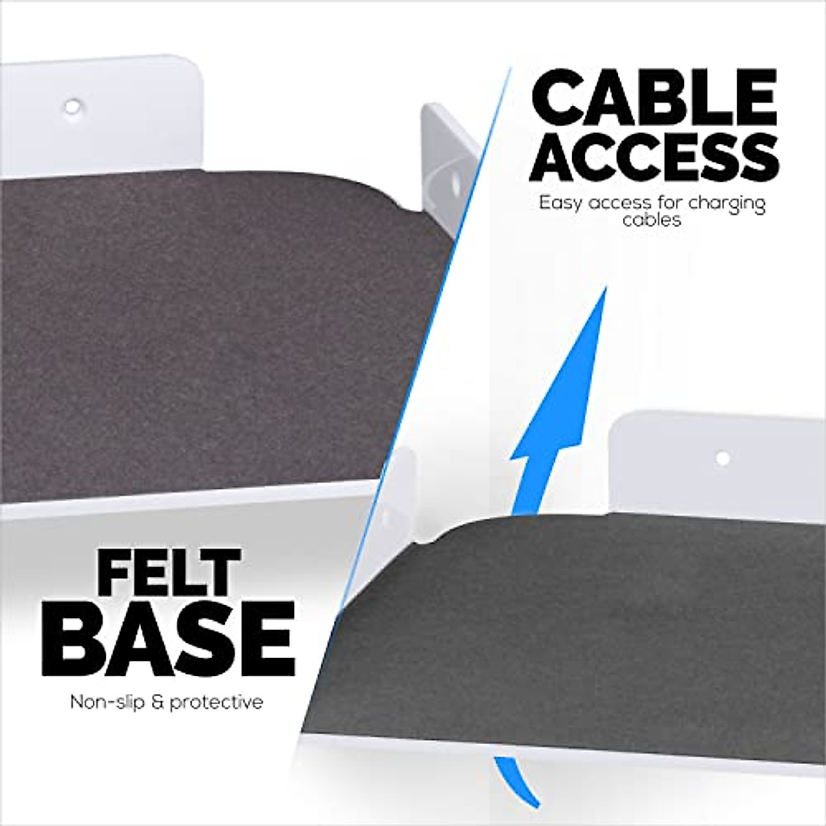 BRAINWAVZ 2-Pack 10” Corner Floating Shelf for Speakers, Books, Decor, Plants, Cameras, Photos, Kitchen, Bathroom, Routers & More Universal Small Holder Acrylic Wall Shelves (White)