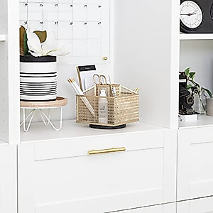 BLU MONACO Gold 360 Degree 7 Compartments Rotating Desk Organizer Supply Organizer – Spinning Pencil Pen Holder - Pencil Caddy – Art Make Up Brush Organizer and Storage