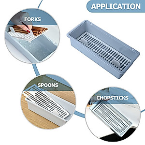 Cabilock Tool Organizer Box Chopstick Draining Box Chopstick Holder Kitchen Cutlery Storage Case Flatware Tray with Lid Utensil Storage Container Kitchen ( Blue ) Metal Chop Sticks