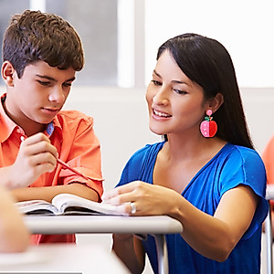 Teacher Earrings Apple Earrings for Women Back to School Earrings Cute Beaded Dangle Drop Earrings Colorful Teacher Appreciation Gift Back To School Jewelry (Hot pink)