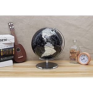 ANNOVA Metallic World Globe Black – Educational/Geographic/Modern Desktop Decoration - Stainless Steel Arc and Base/Earth World - Metallic Black - for School, Home, and Office (10-Inch)