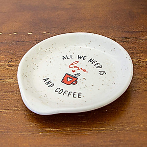 VILIGHT Spoon Rests for Coffee Cups - Coffee Bar Accessories Coffee Table Décor - Gift for Women Men - All We Need Is Love and Coffee