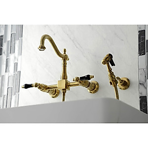 Kingston Brass KS1267PKLBS Duchess Bridge Kitchen Faucet, Brushed Brass