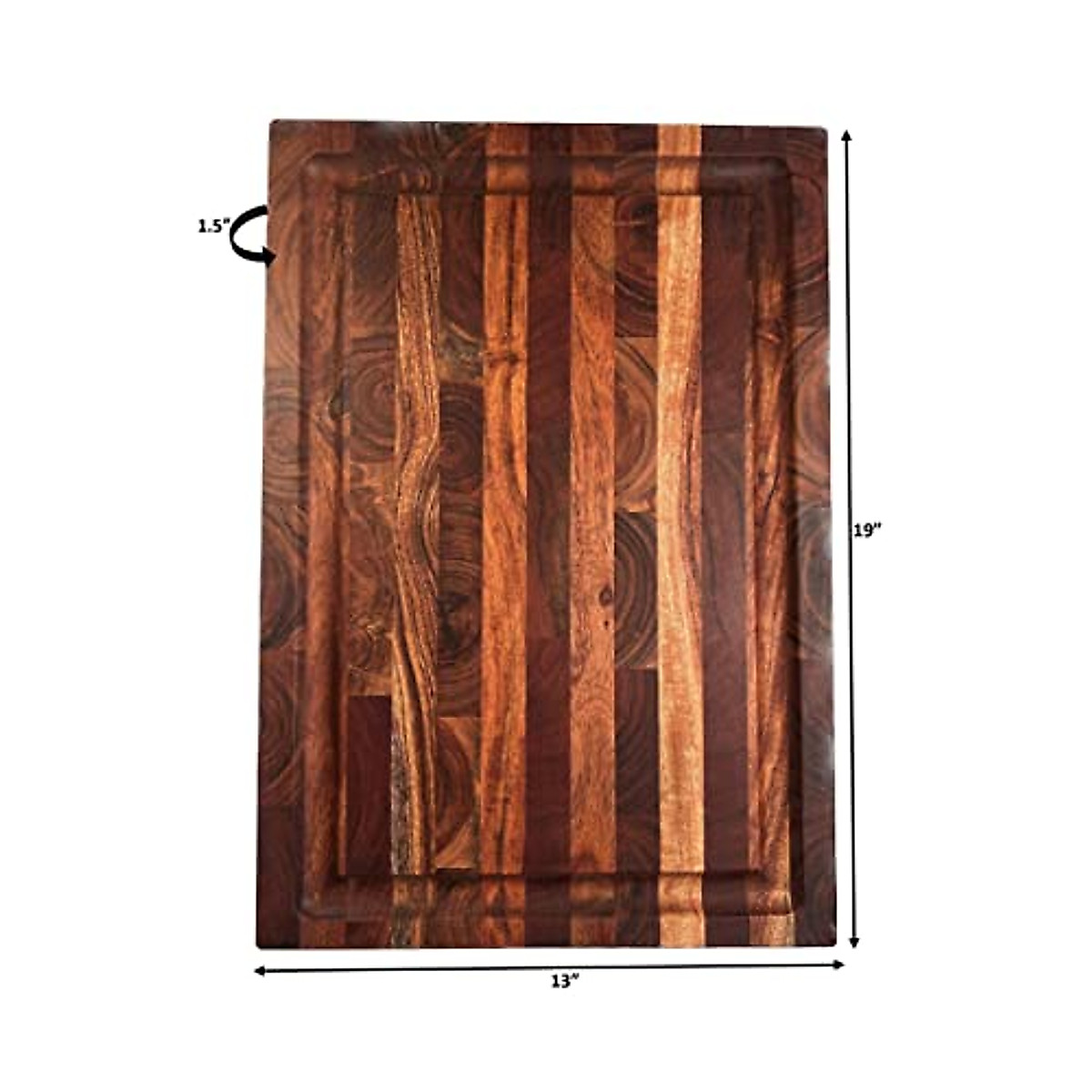 Mountain Woods EGA19 Acacia Hardwood End Grain Cutting Board with Juice Groove, 19”X13”x1.5”